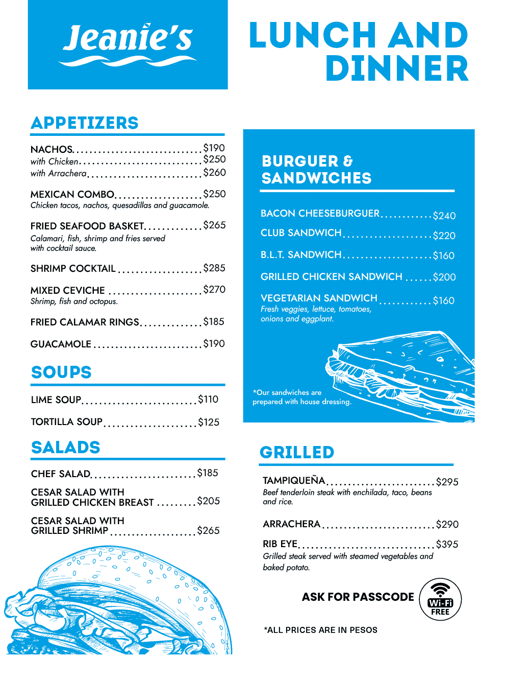 Jeanie's. Authentic Mexican Cuisine. Cozumel's Only Downtown Beach Club with Waterfront Dining ...